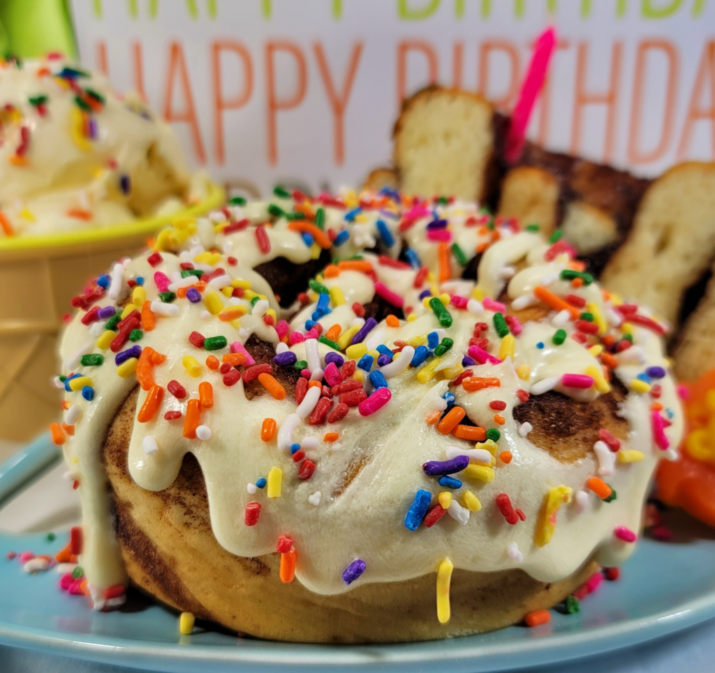 Birthday Cake Cinnamon Roll - Cinnamom Bakery
