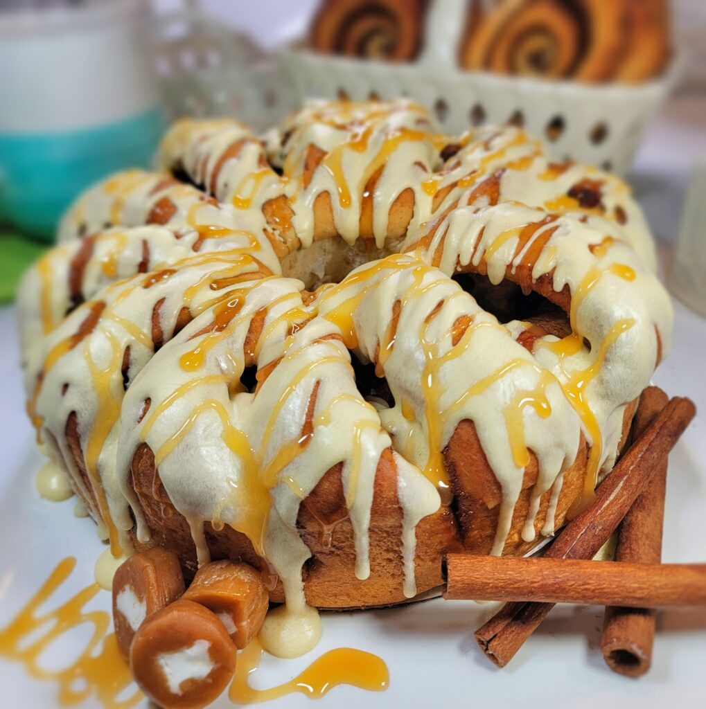CinnAmazing Caramel Cream Tea Ring - Cinnamom Bakery